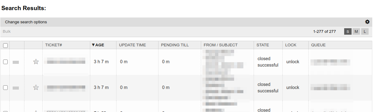 How to set max amount on search result page in OTRS / Znuny? - IT Governance Portal with Open Source